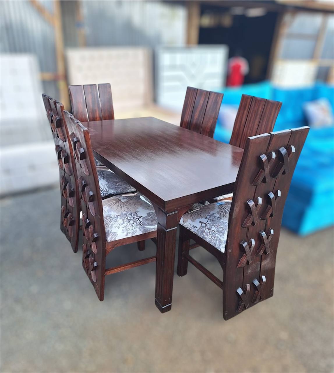 6-seater wooden dining set - VIP Furniture